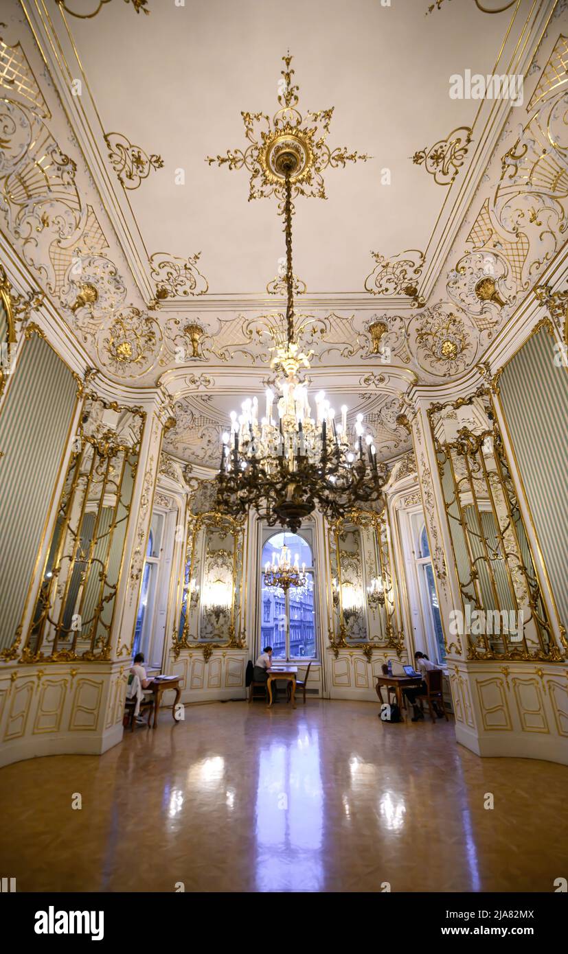 Budapest, Hungary. Beautiful interior of the famous Szabo Ervin Library ...