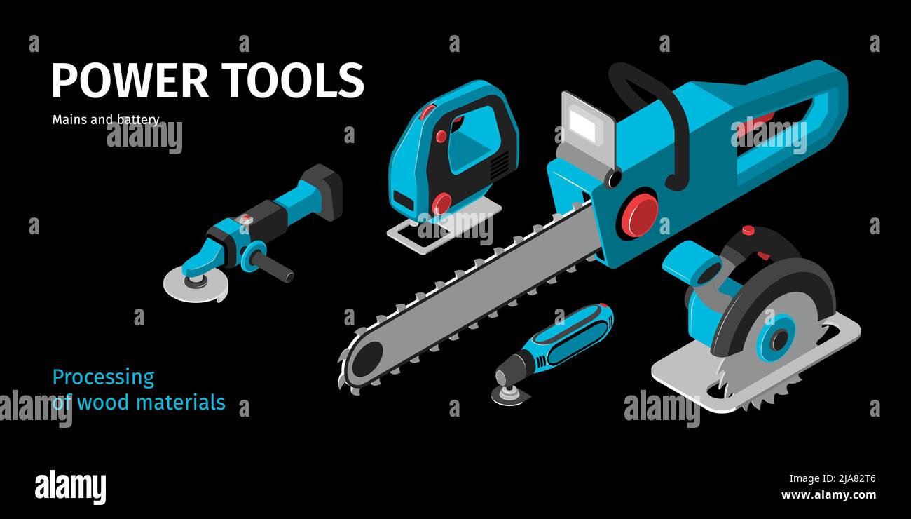Power tools horizontal banner demonstrated instrument working from ...