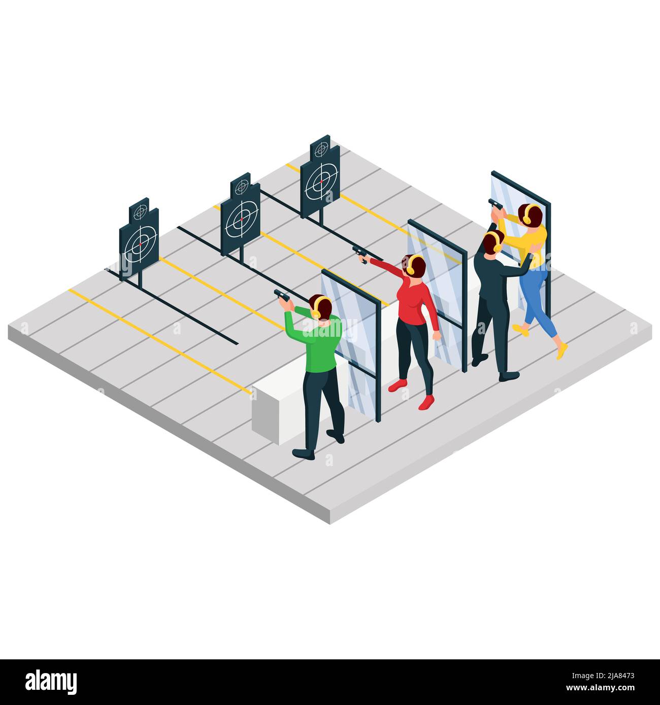 Shooting range isometric composition shooting complex with three ...
