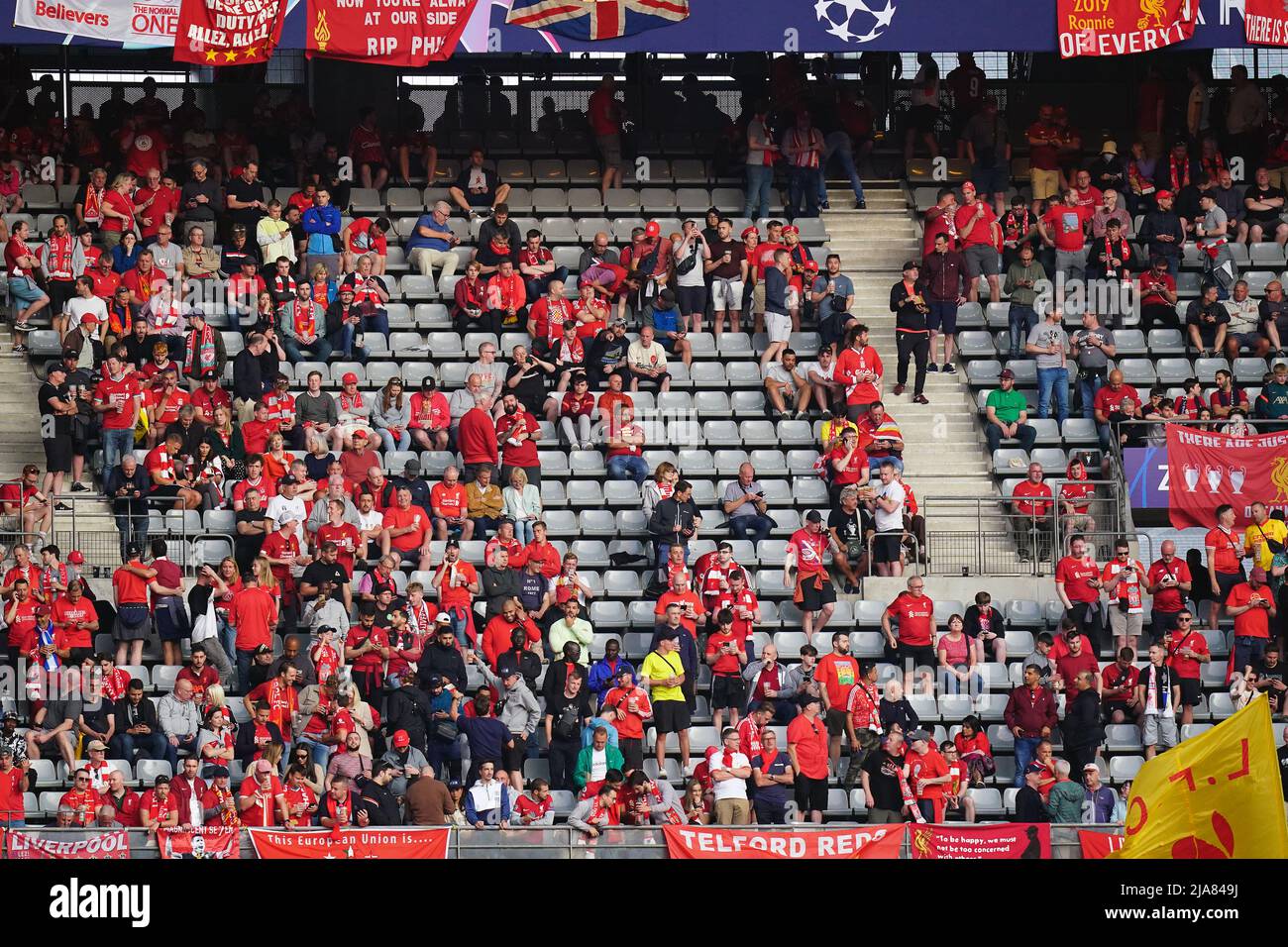 Empty seats in a Liverpool section of the ground at the time the match ...