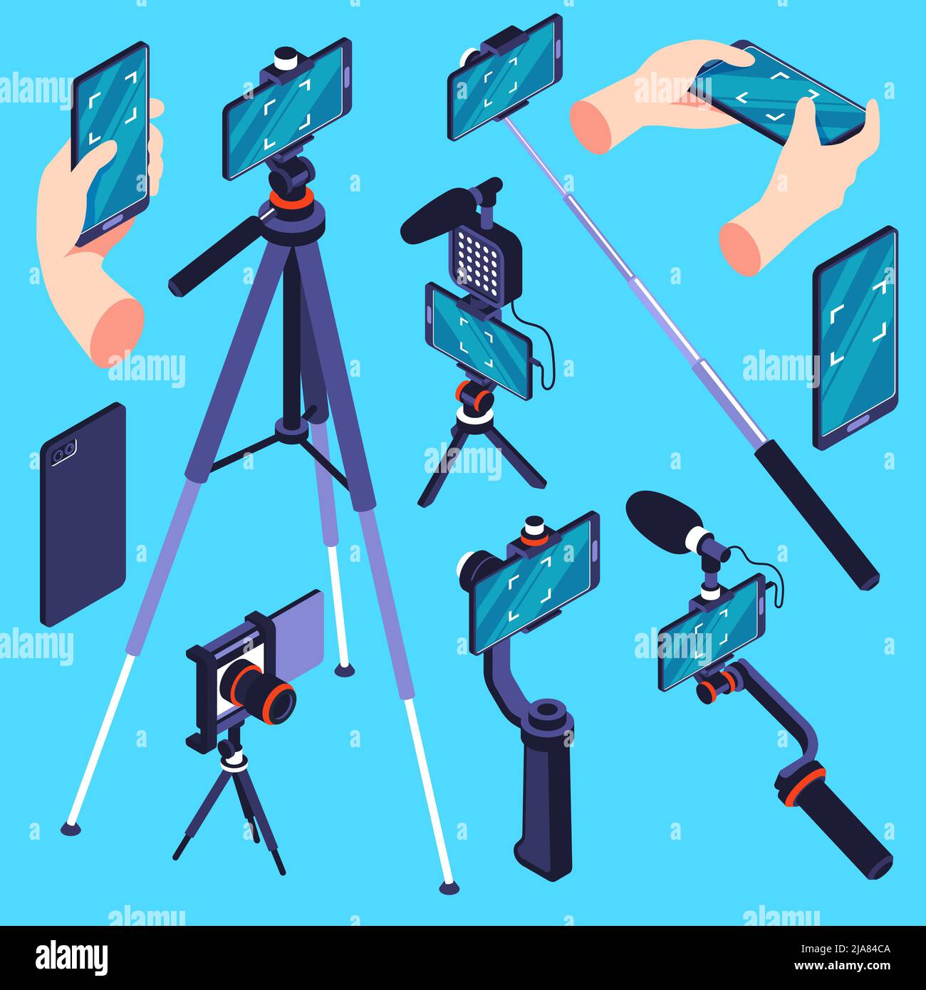 Set of professional devices for video and photo shooting with ...