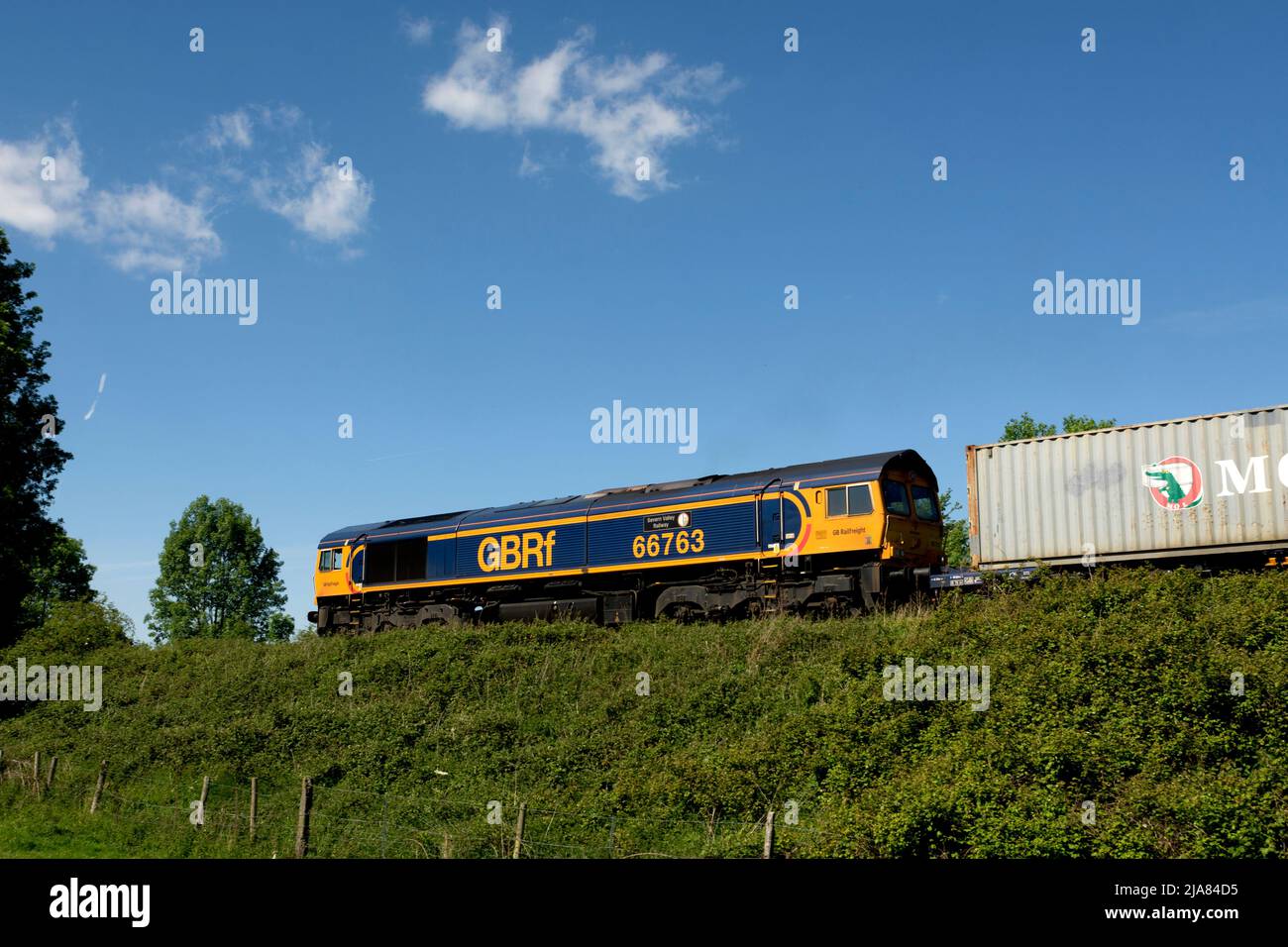 A GBRf class 66 diesel locomotive No. 66763 "Severn Valley Railway ...