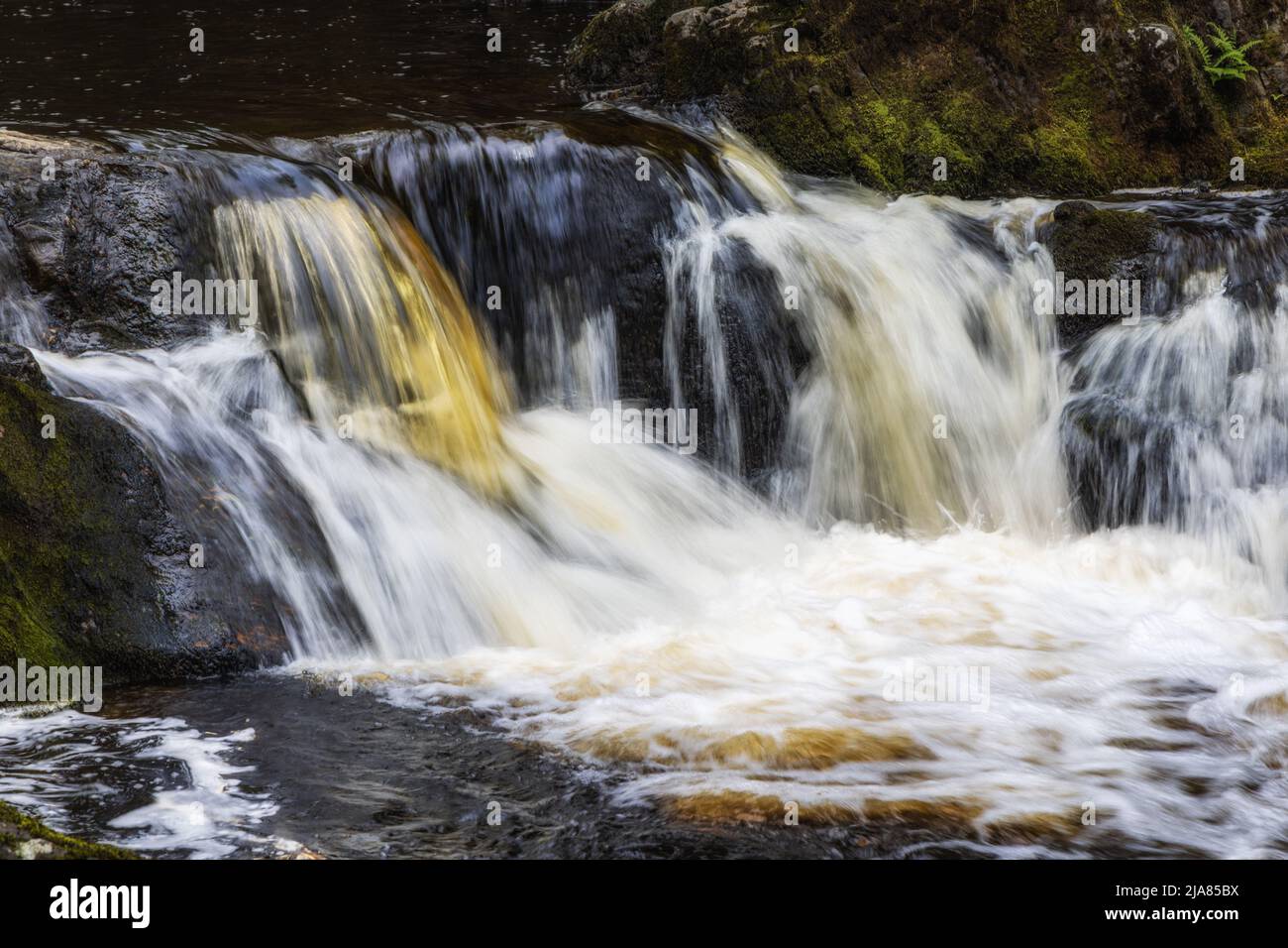 Close-up of Snow Falls on the River Doe on the Ingleton Waterfalls ...