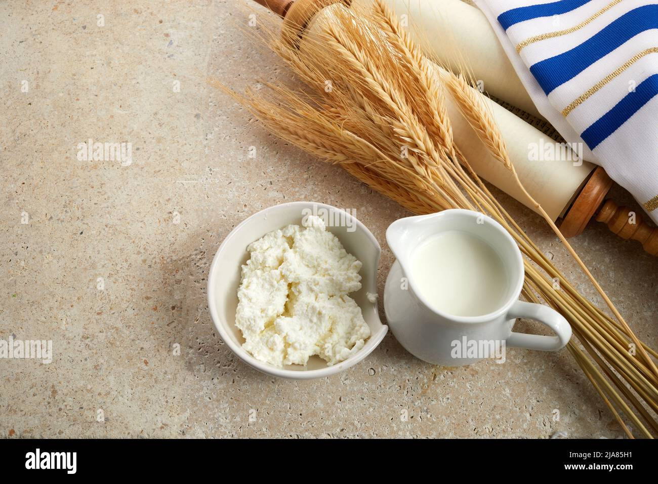 Kosher dairy product for celebration Jewish Holiday Shavuot. Shavuot ...