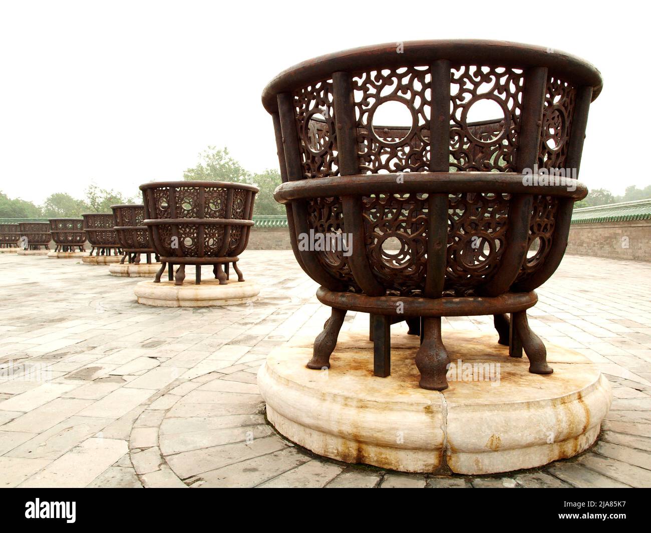 Ceremonial fire pit iron bowls at the Temple of Heaven in Beijing Stock ...