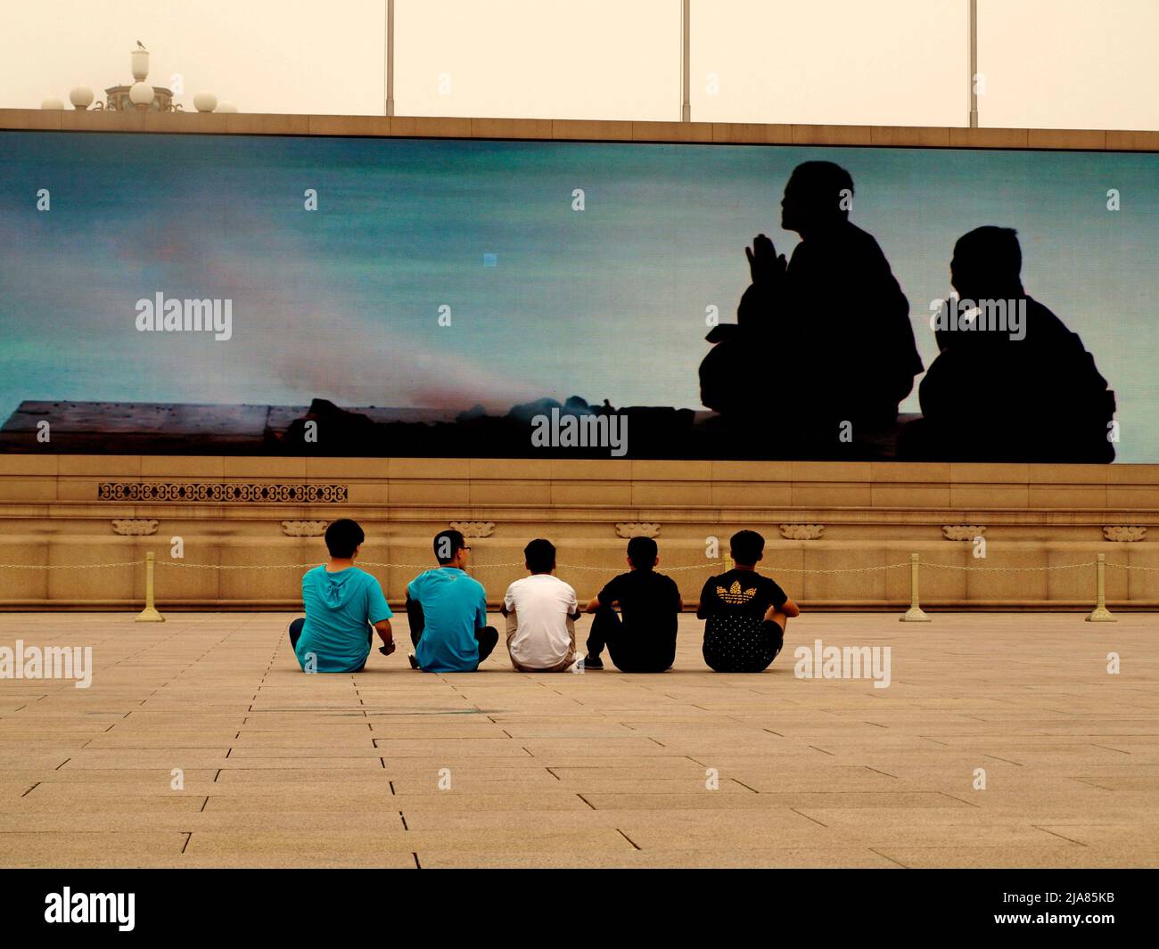 Chinese students watching documentaries on giant TV screens in Tian ...