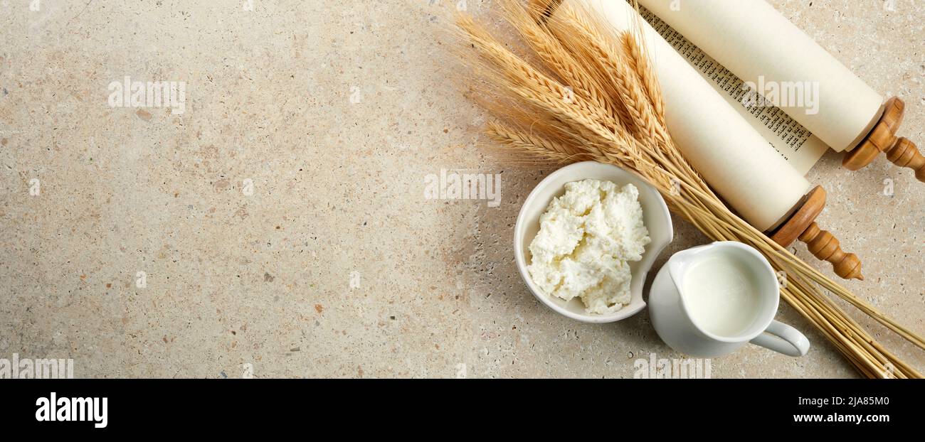 Kosher dairy product for celebration Jewish Holiday Shavuot. Shavuot ...