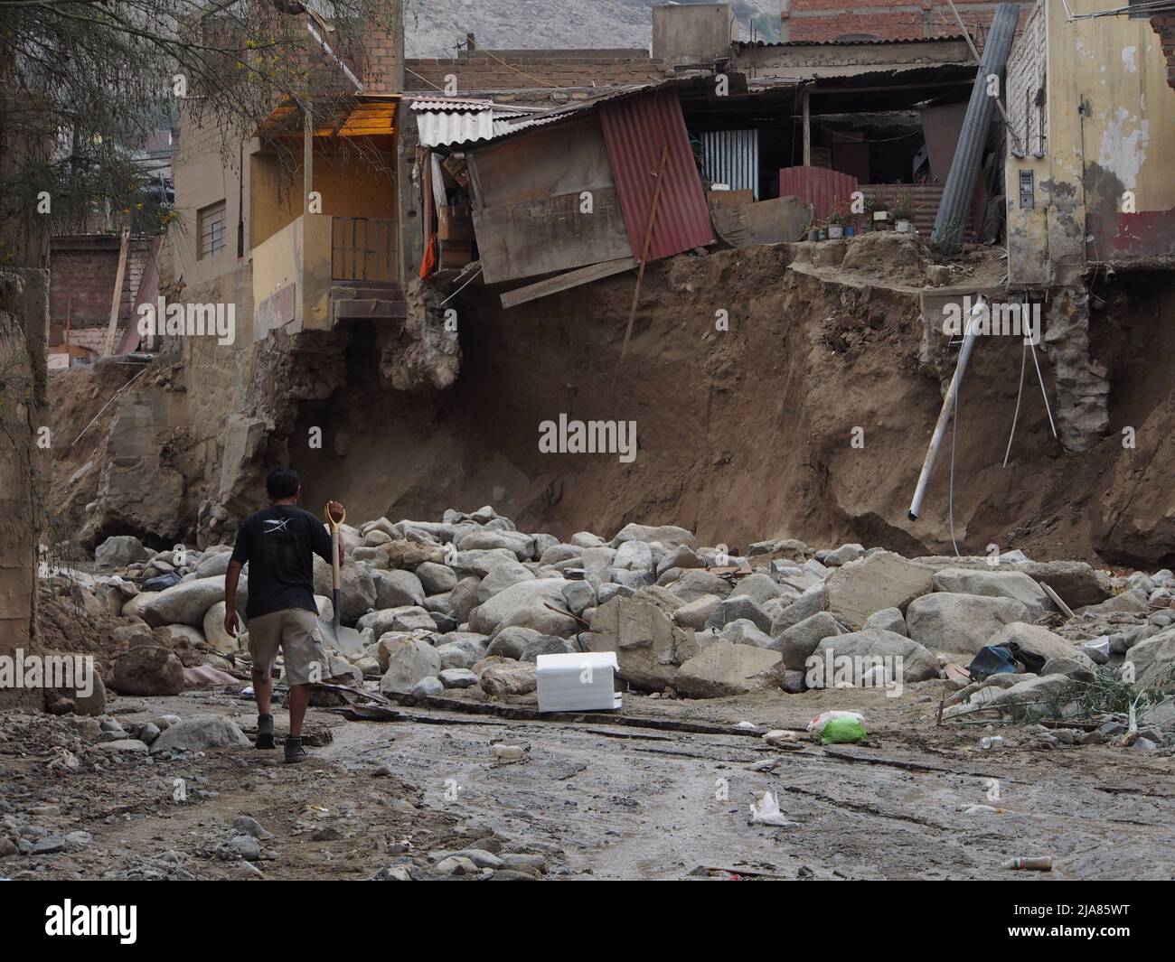 Ruined house. Natural disasters continue in Peru due to climate change ...