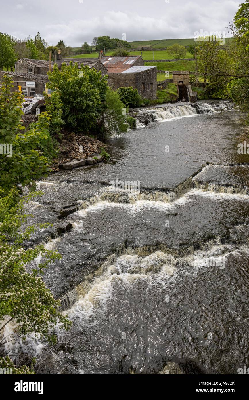 The tiered falls on the river Bain at Bainbridge, with the ...