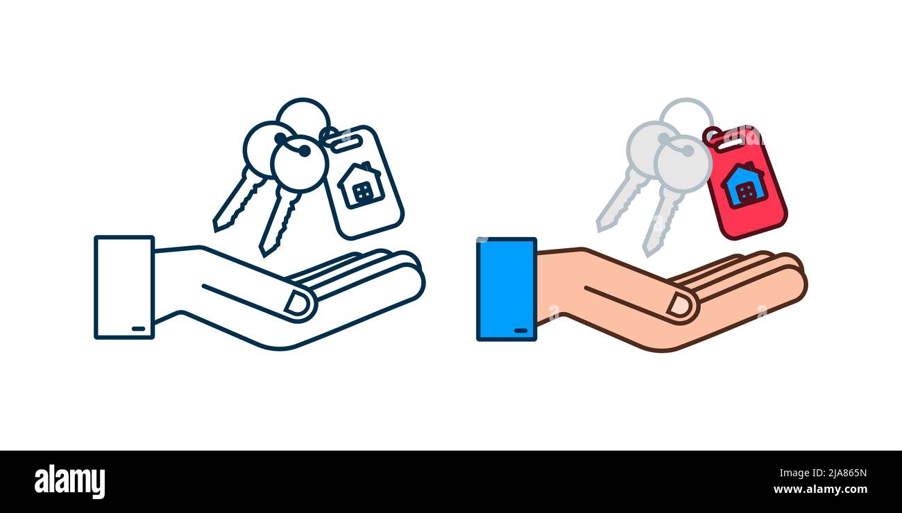 Just sold keys handing over hand on white background. Vector stock ...