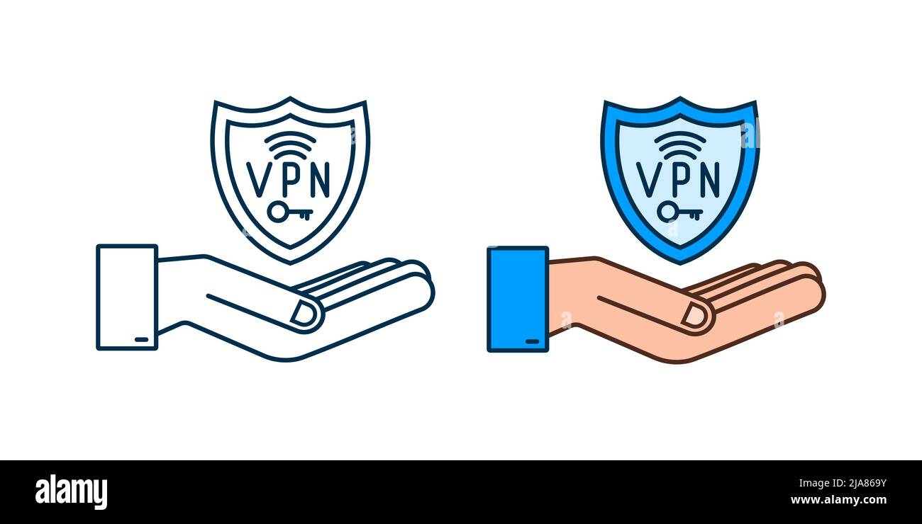 Secure VPN connection concept with hands. Hnads holding vpn sign. Virtual private network ...