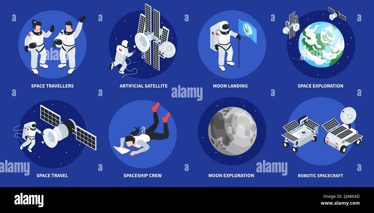 Space exploration isometric round compositions demonstrated space ...