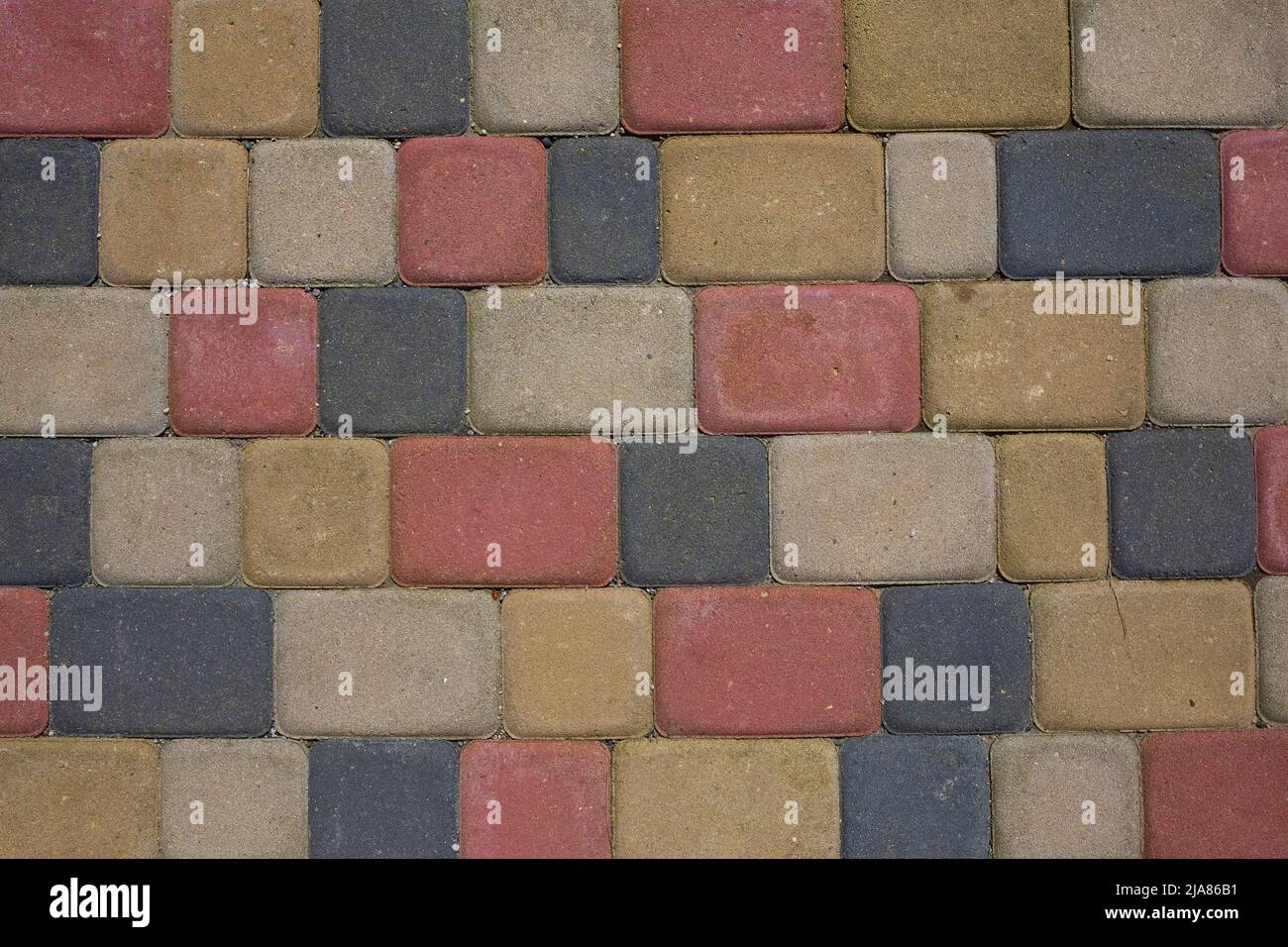 Colored paving tiles of square shape. Top view. Walking path Stock ...