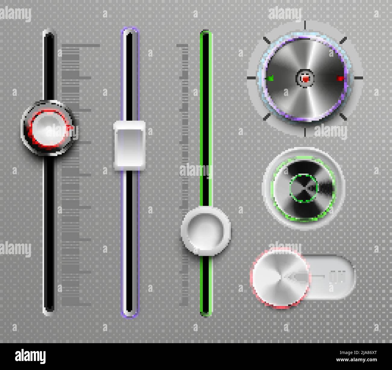 Dashboard control user interface elements realistic set isolated on ...