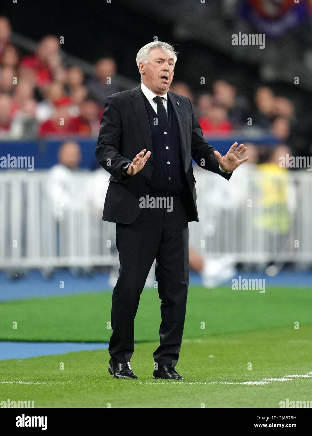 Real Madrid manager Carlo Ancelotti on the touchline during the UEFA ...