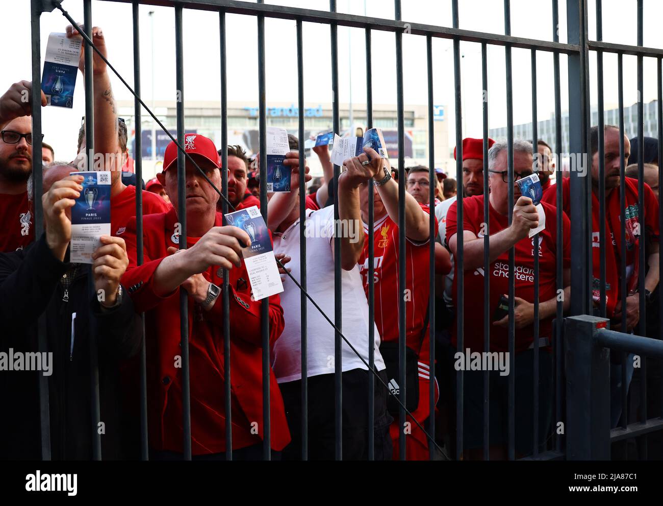 Paris, France, 28th May 2022. Liverpool fans outside the stadium as ...