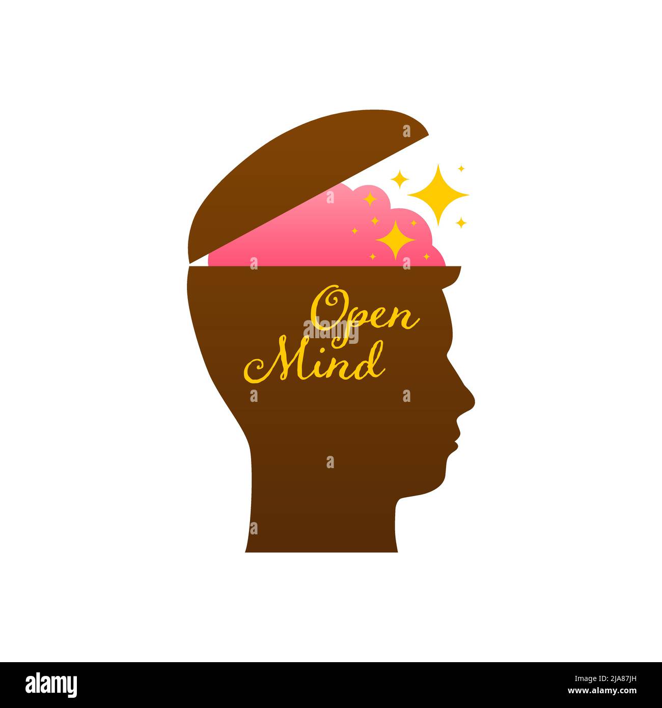 Open mind. Cartoon icon on light backdrop. Mental health concept ...