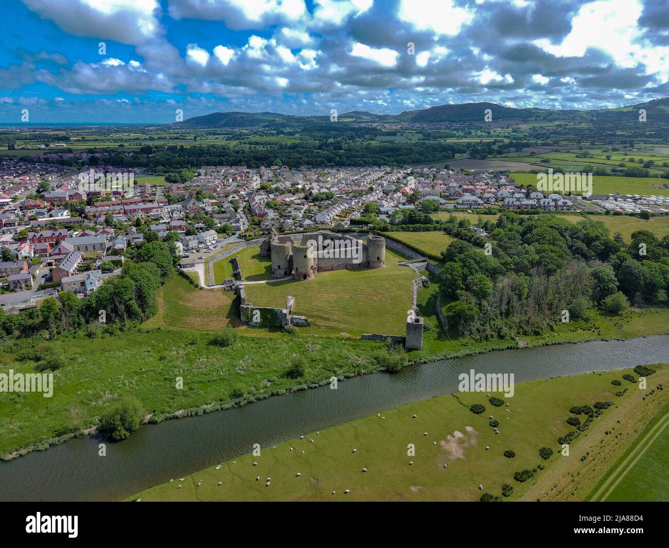 Rhuddlan Castle / Castell Rhuddlan Aerial Drone Photos Stock Photo - Alamy