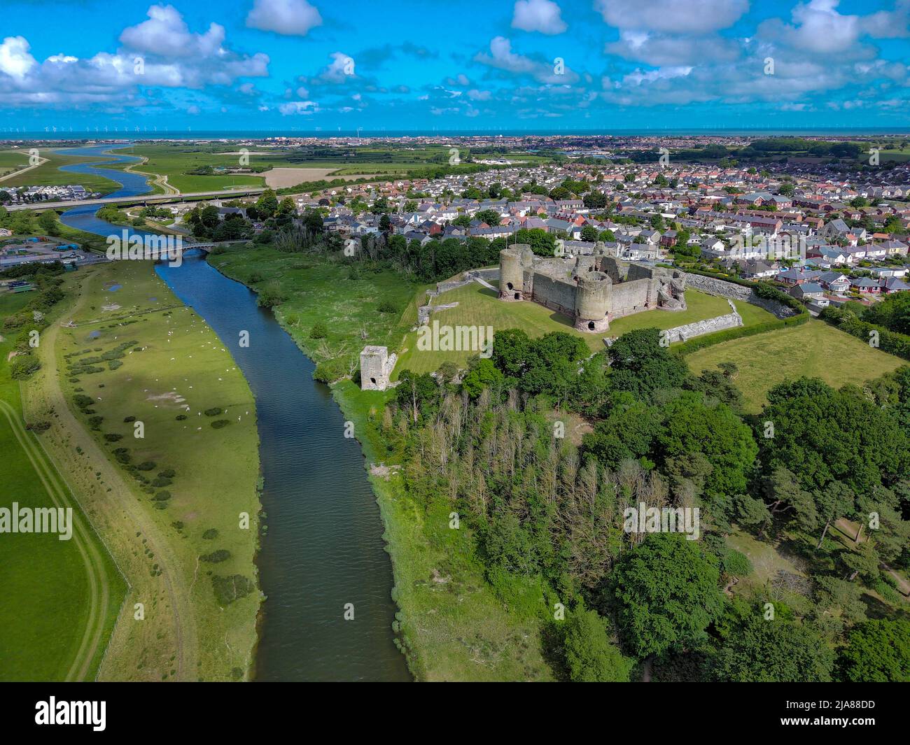 Rhuddlan Castle / Castell Rhuddlan Aerial Drone Photos Stock Photo - Alamy