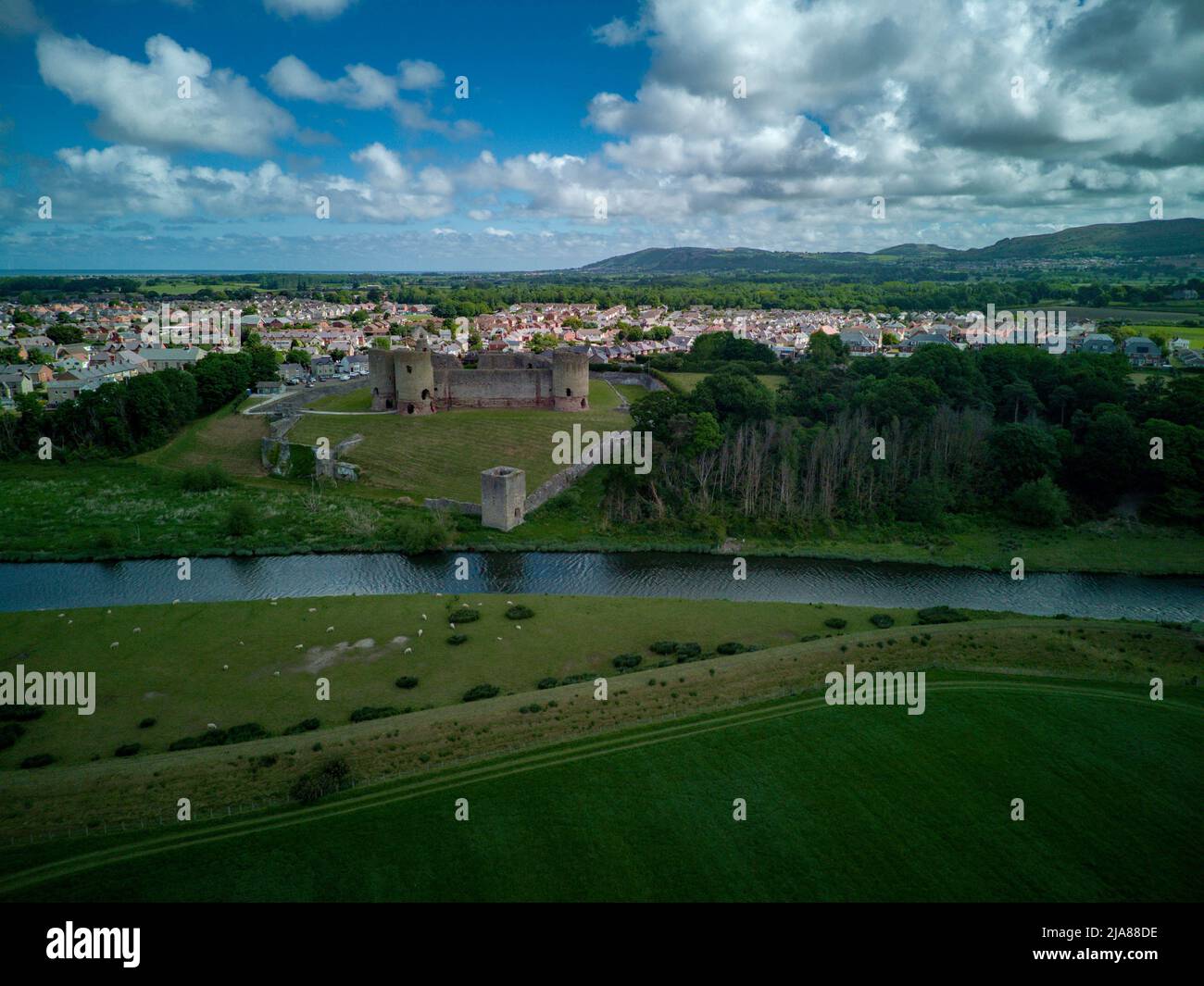 Rhuddlan castle aerial hi-res stock photography and images - Alamy
