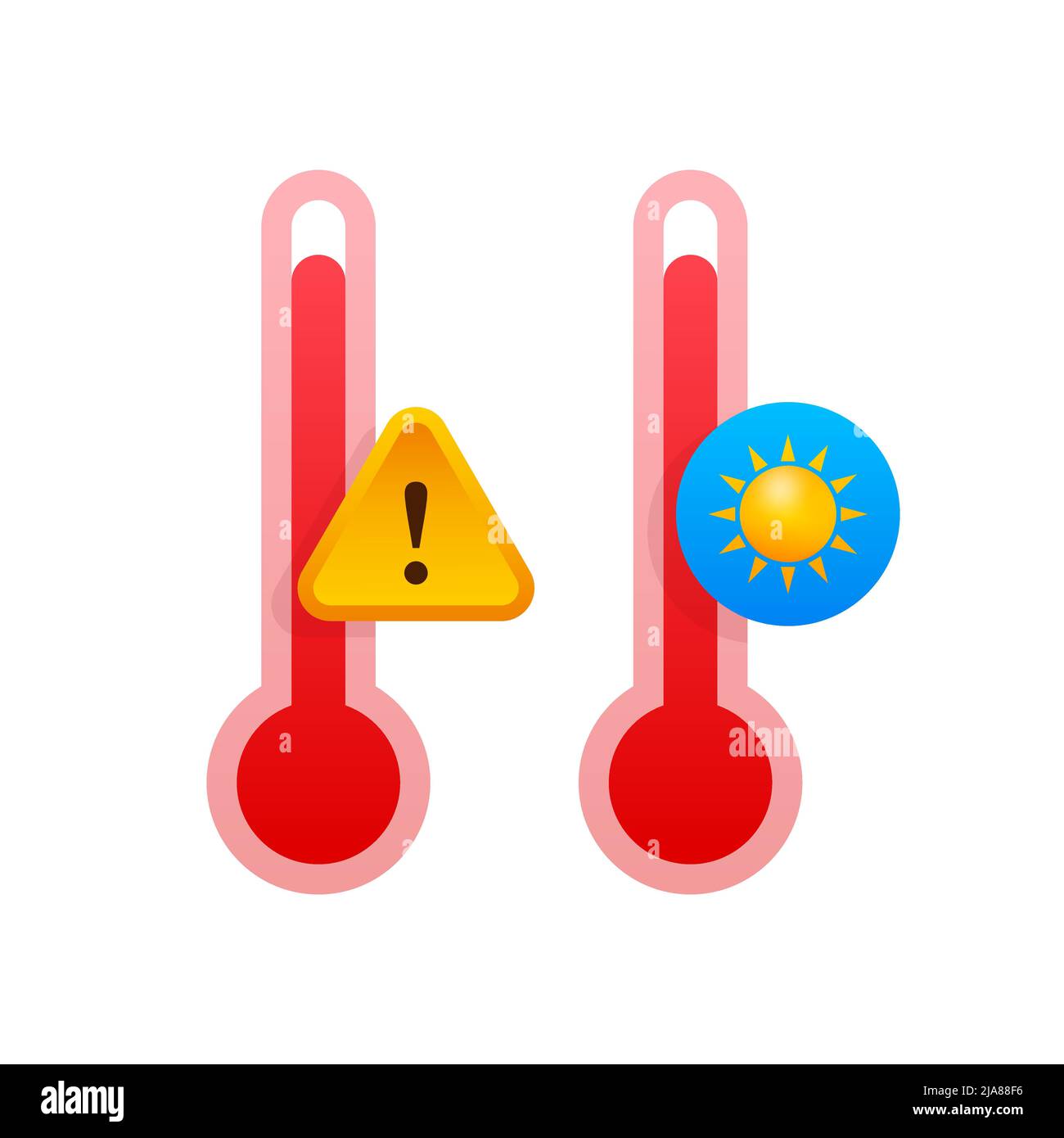 Flat icon with red high temperature. Flat blue icon. Fire, flame Stock ...