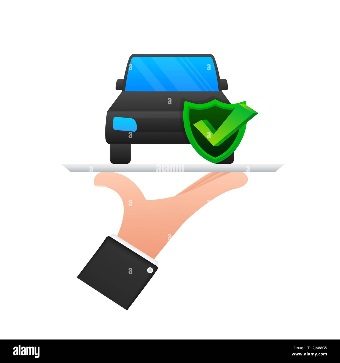 Car insurance contract document over hands. Shield icon. Protection ...
