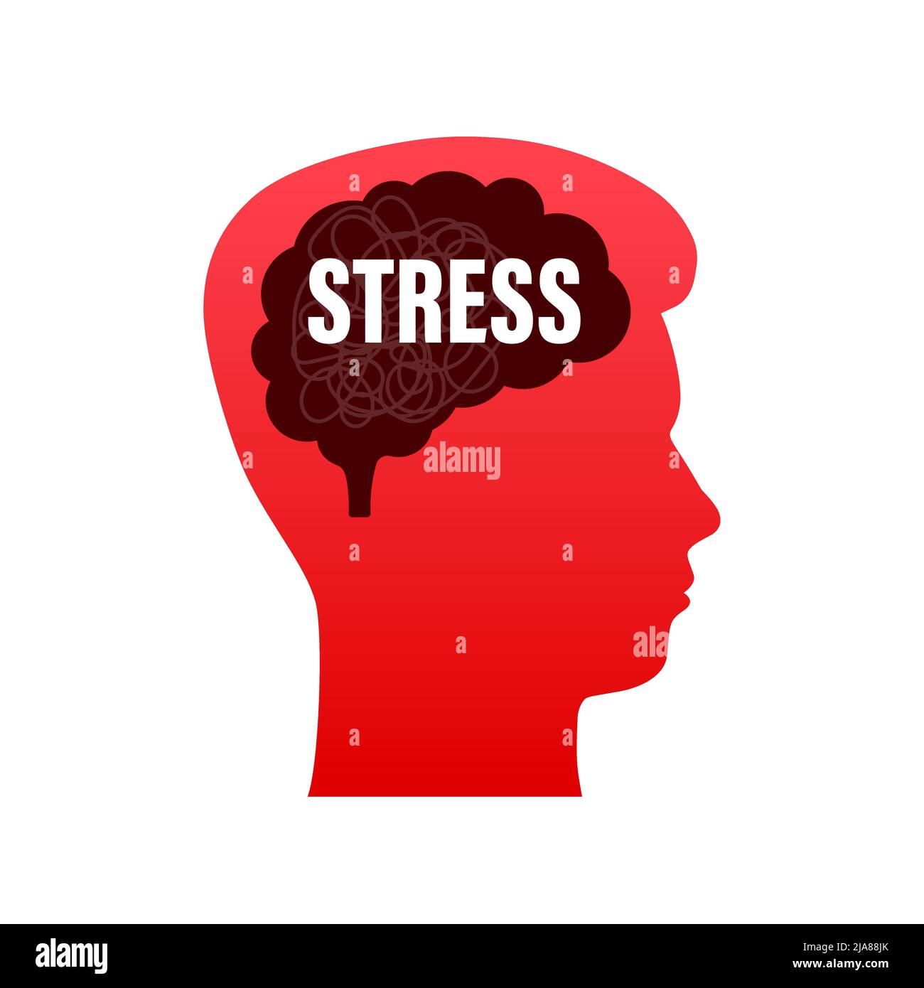 Abstract illustration with head stress on white backdrop. Cartoon ...