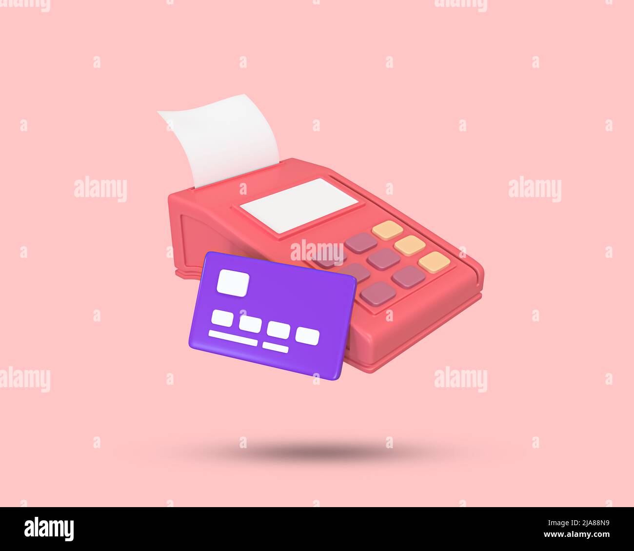 Credit card and debit card payment with pos machine 3D icon. POS point ...