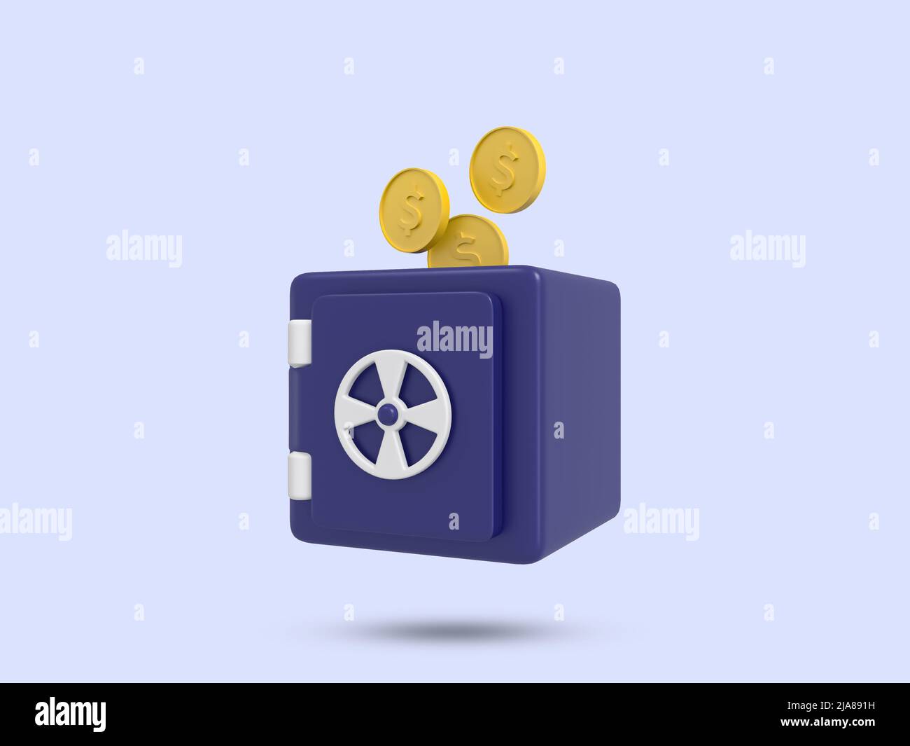 Money coin vault 3D Icon. Blue color money vault symbol. Finance Icon ...