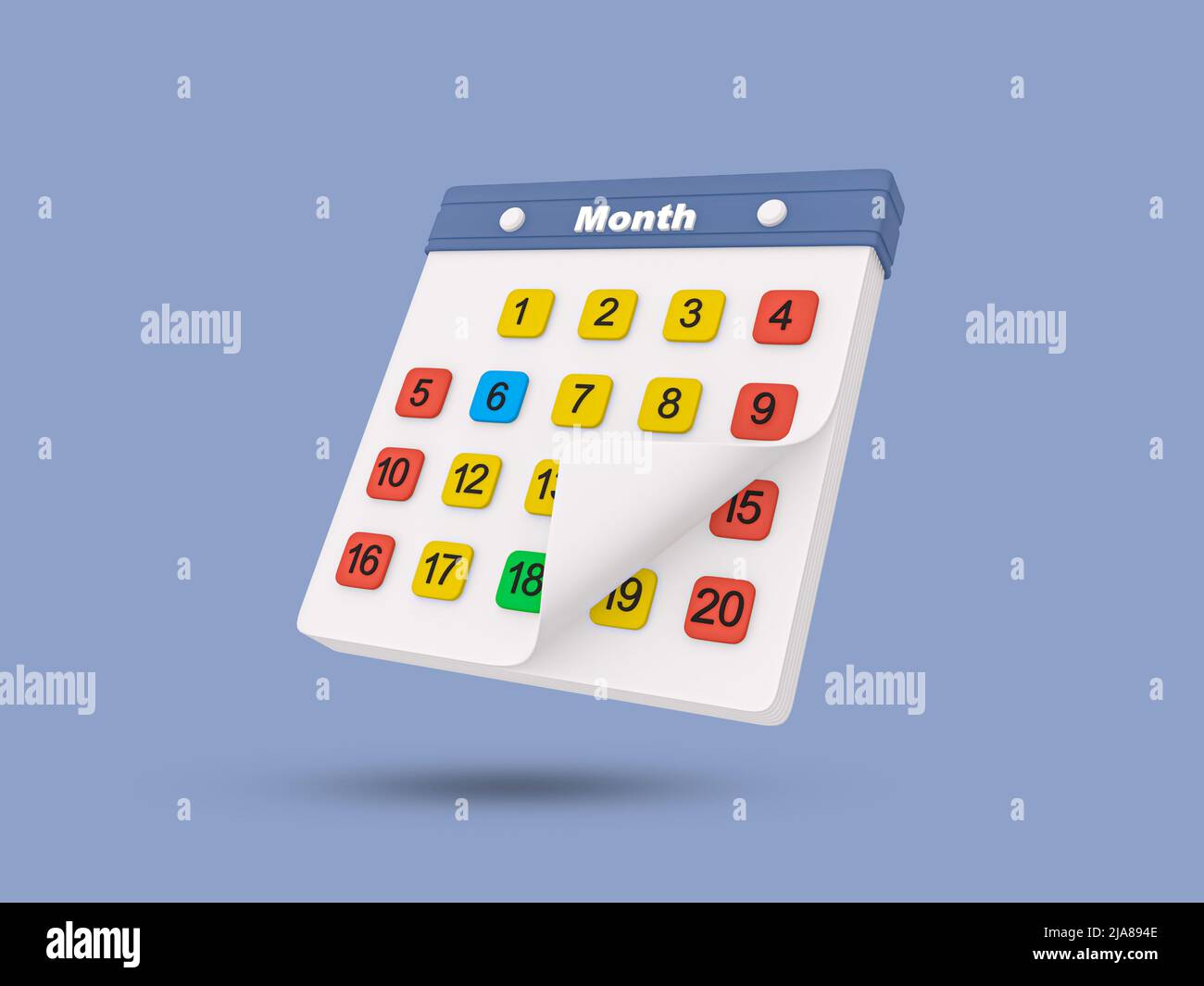 Calendar 3D icon. Monthly calendar and schedule plan tent 3D symbol ...