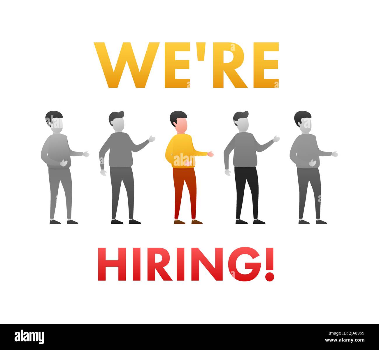 We are hiring flat cartoon illustration. Recruitment concept. Hire ...