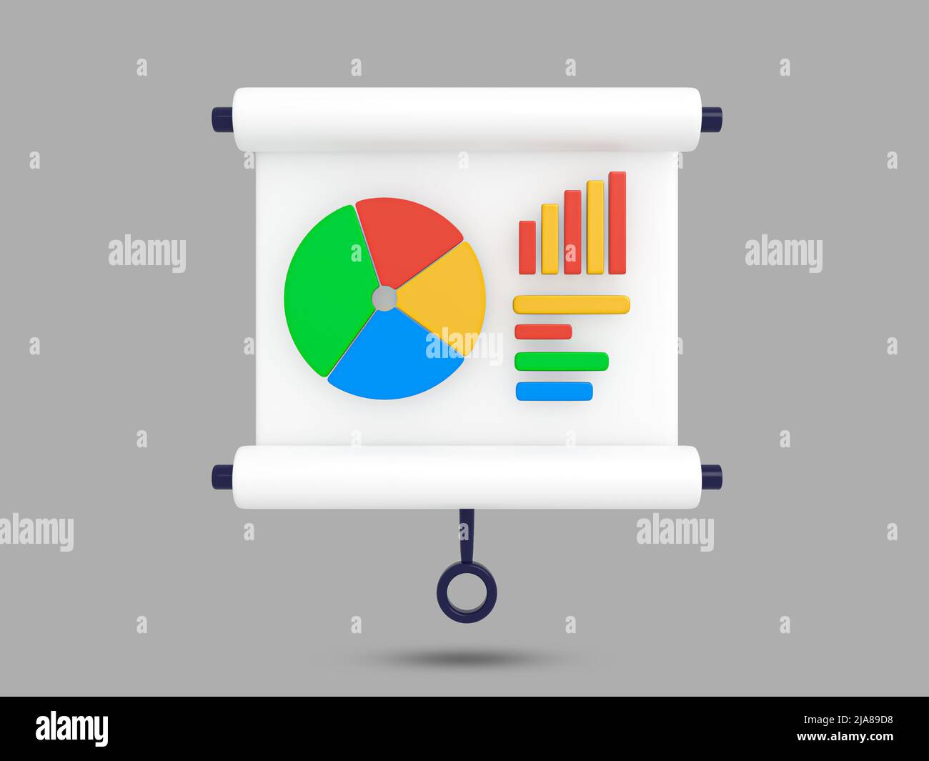 Pie chart and business growth 3D icon. Revenue and business success ...