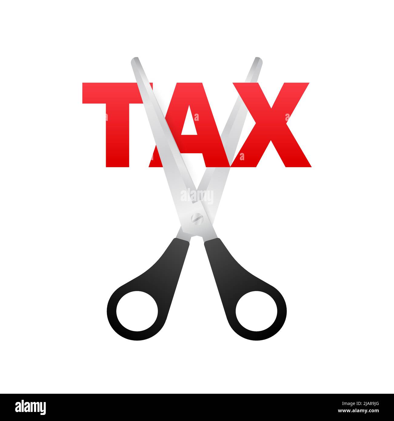 Tax cut in cartoon style on black background. Vector illustration ...