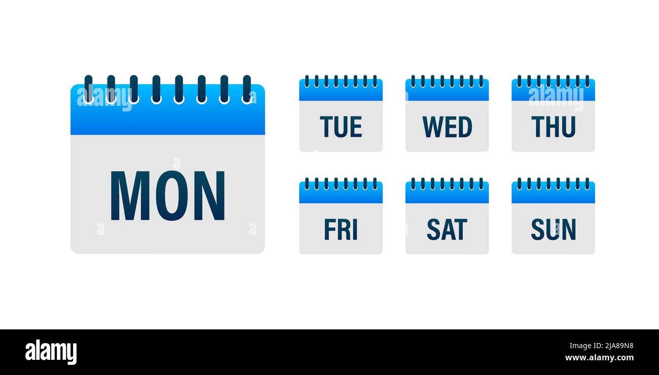 Flat color icon calendar set. Calendar reminder. Month, week, year ...