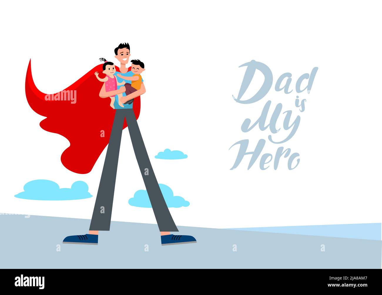Dad as a hero and his children Stock Vector Image & Art - Alamy