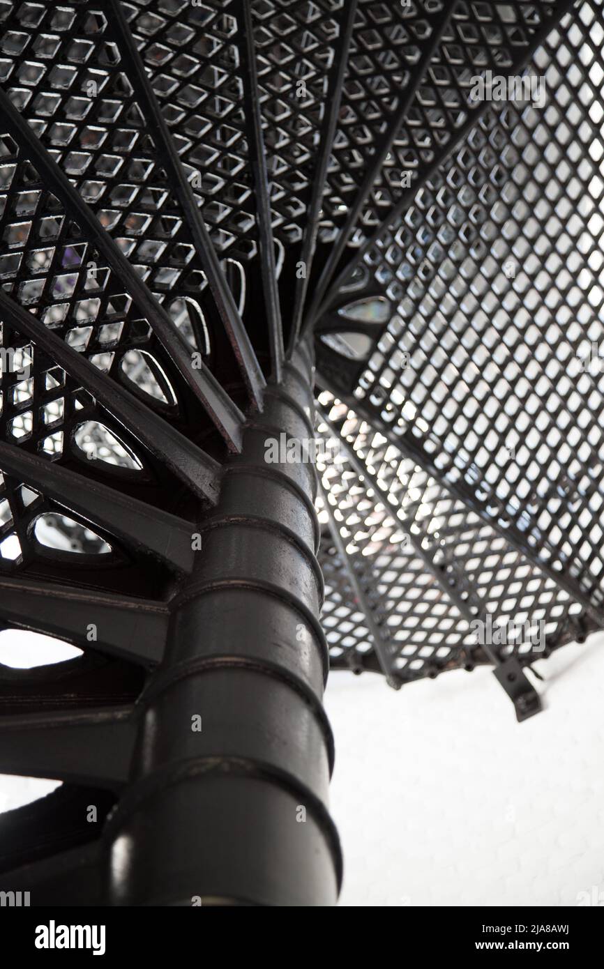 An abstract perspective of a metal, spiral staircase Stock Photo - Alamy