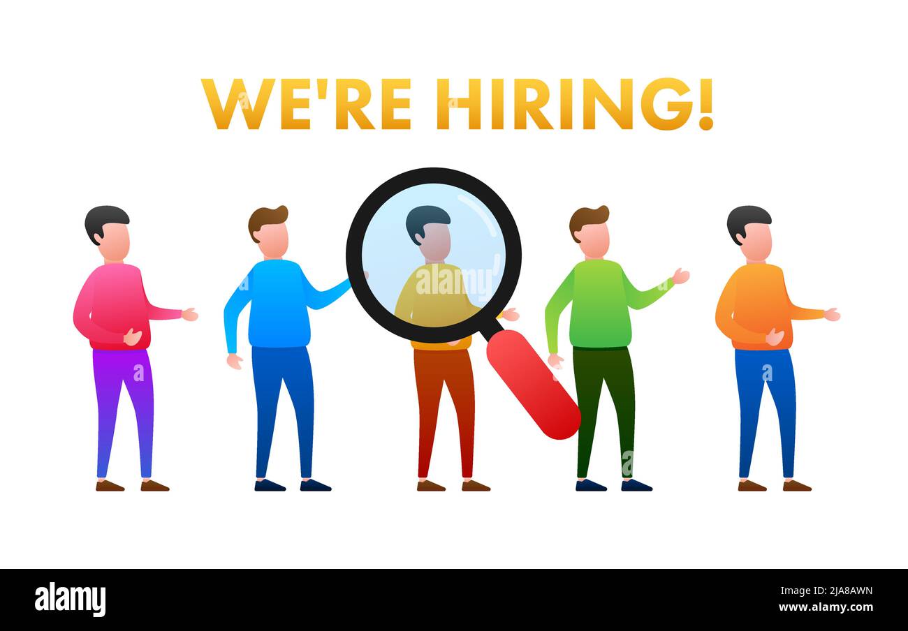 We are hiring flat cartoon illustration. Recruitment concept. Hire ...