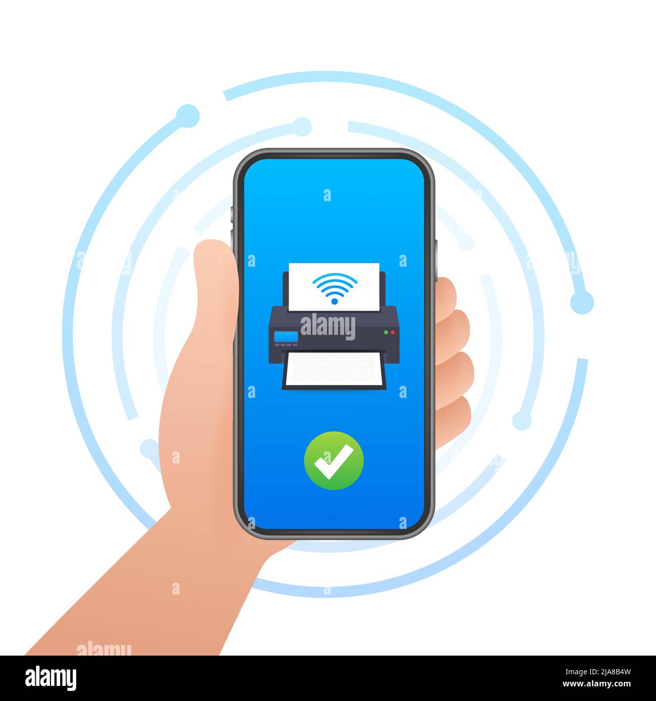 Printer icon with wifi wireless symbol. Wireless printer. Vector stock ...