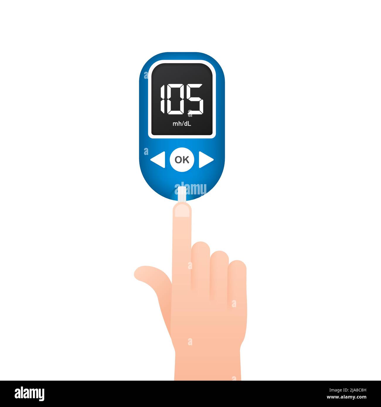 Blood glucose meter level test. Diabetes glucometer. Abstract concept ...