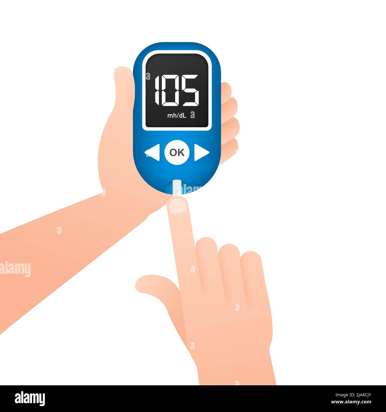 Blood glucose meter level test. Diabetes glucometer. Abstract concept ...