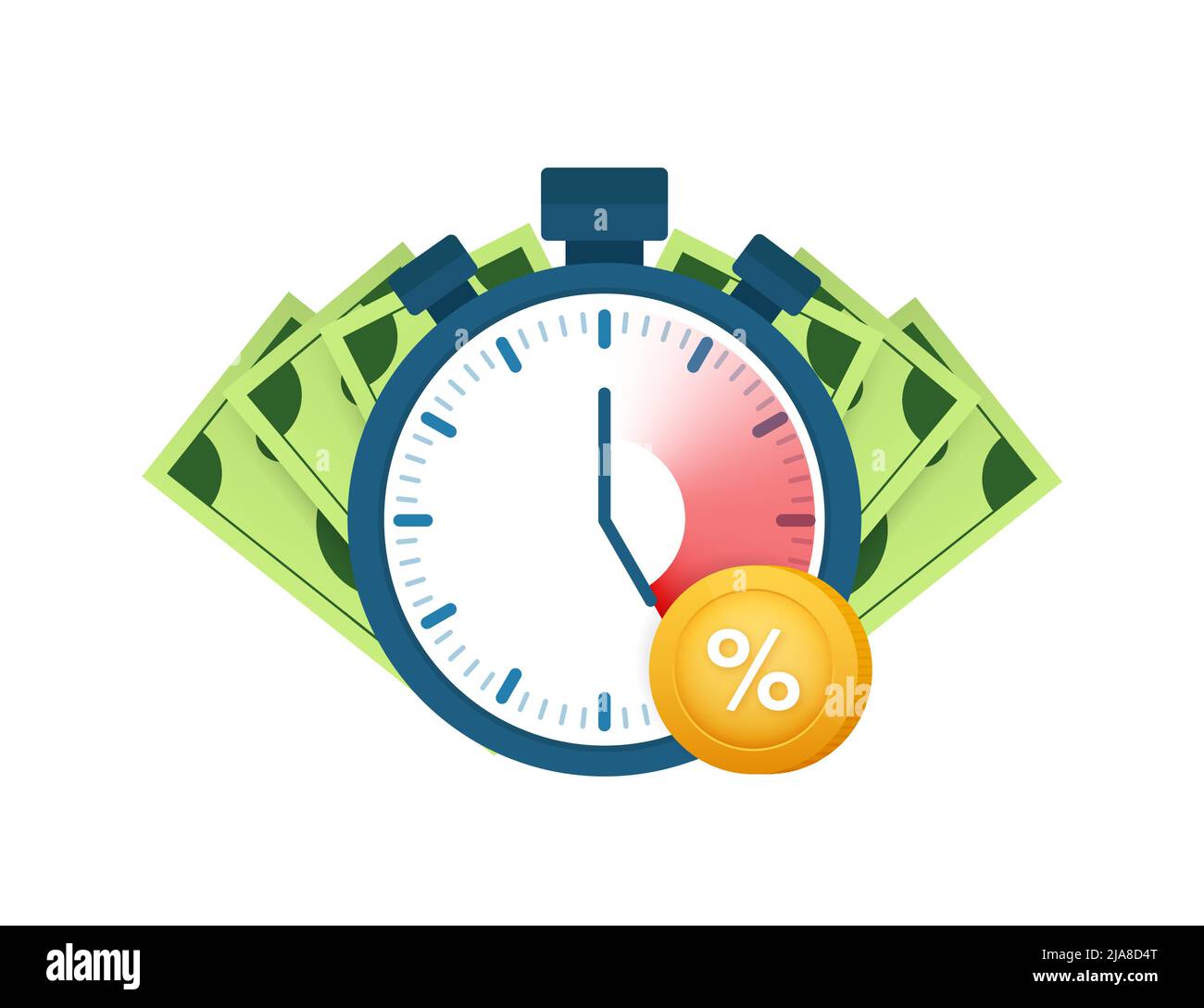 Quick credit percent. Clock and bag, time is money, fast loan, payment ...