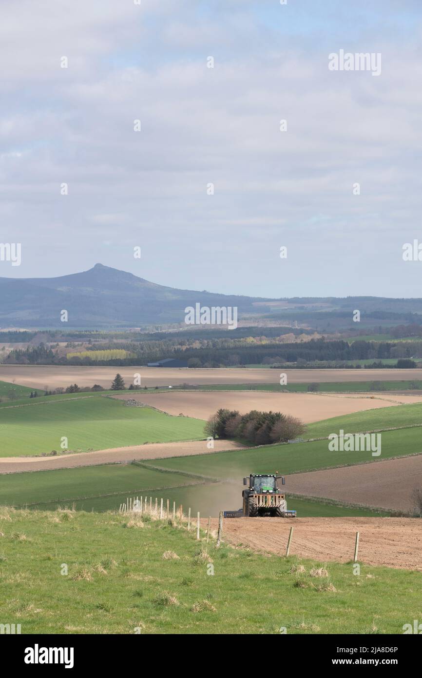 A Green Tractor with a Scarifier Operating in Sunshine in the ...