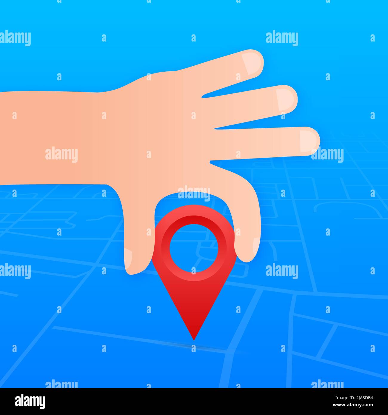 Map pointer in hand on white background. Vactor stock illustration ...