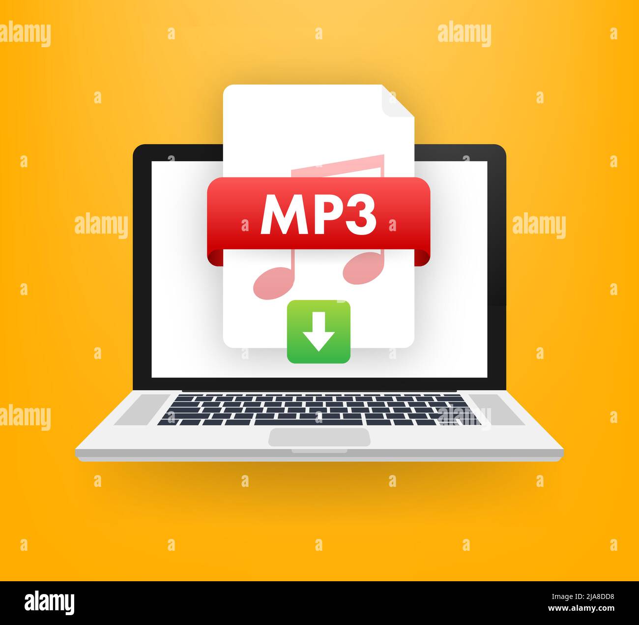 Download MP3 button on laptop screen. Downloading document concept ...