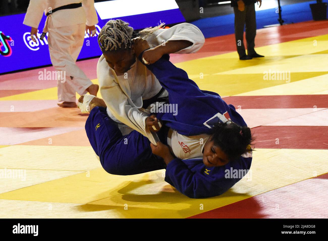 Lea Fontaine (SGS Judo) and Romane Dicko (PSG) during the French Judo ...