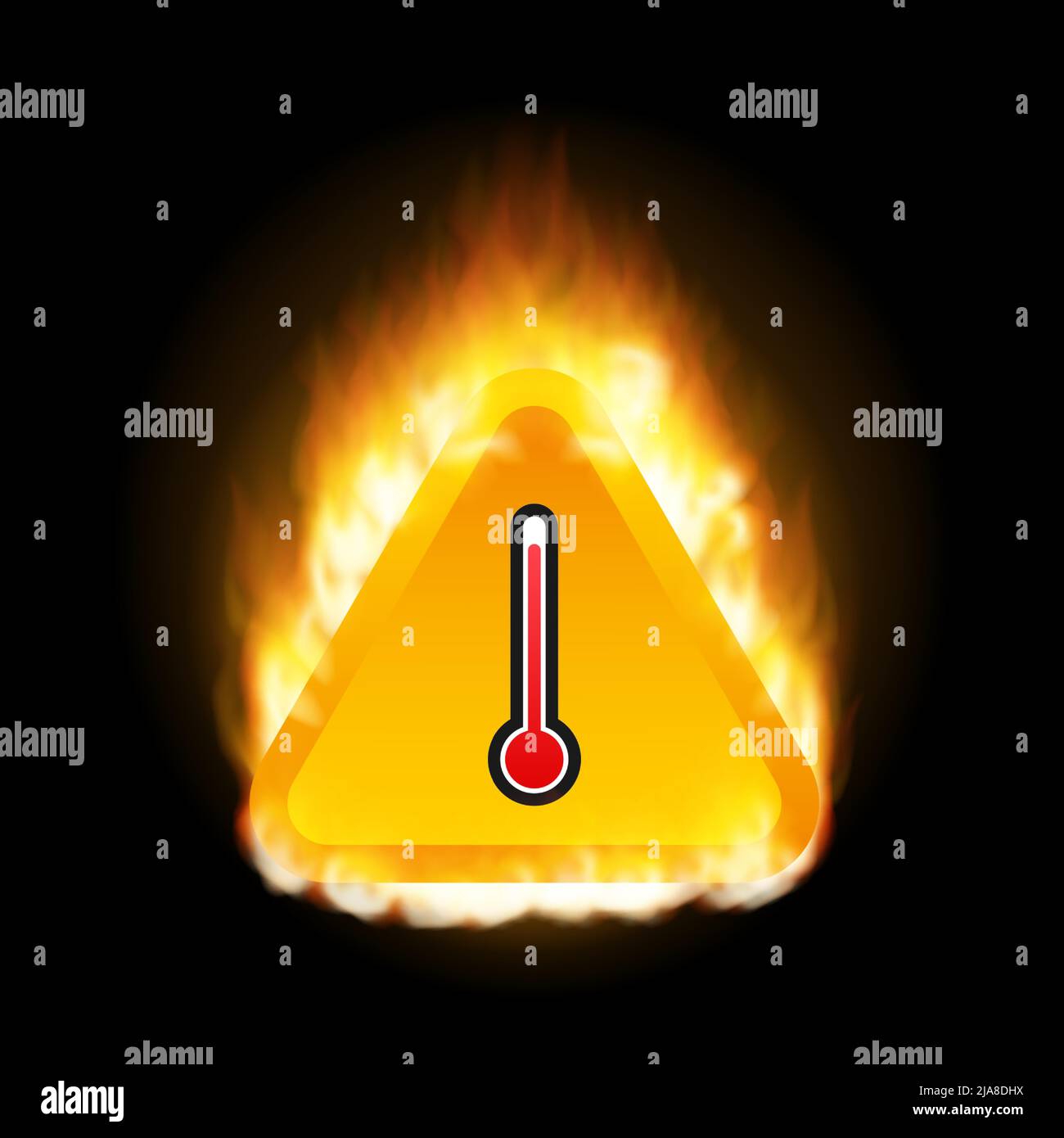Flat icon with red high temperature. Flat blue icon. Fire, flame Stock ...