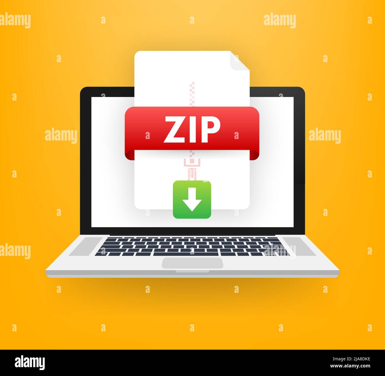 Download ZIP button on laptop screen. Downloading document concept ...