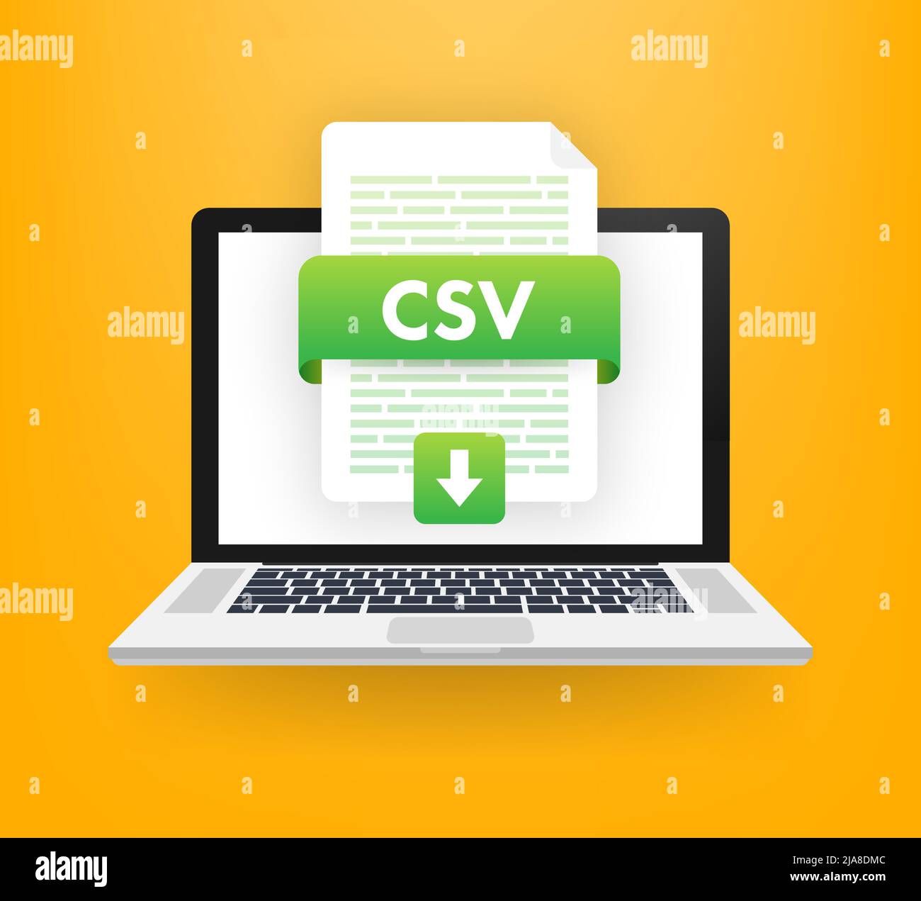 Download CSV button on laptop screen. Downloading document concept ...