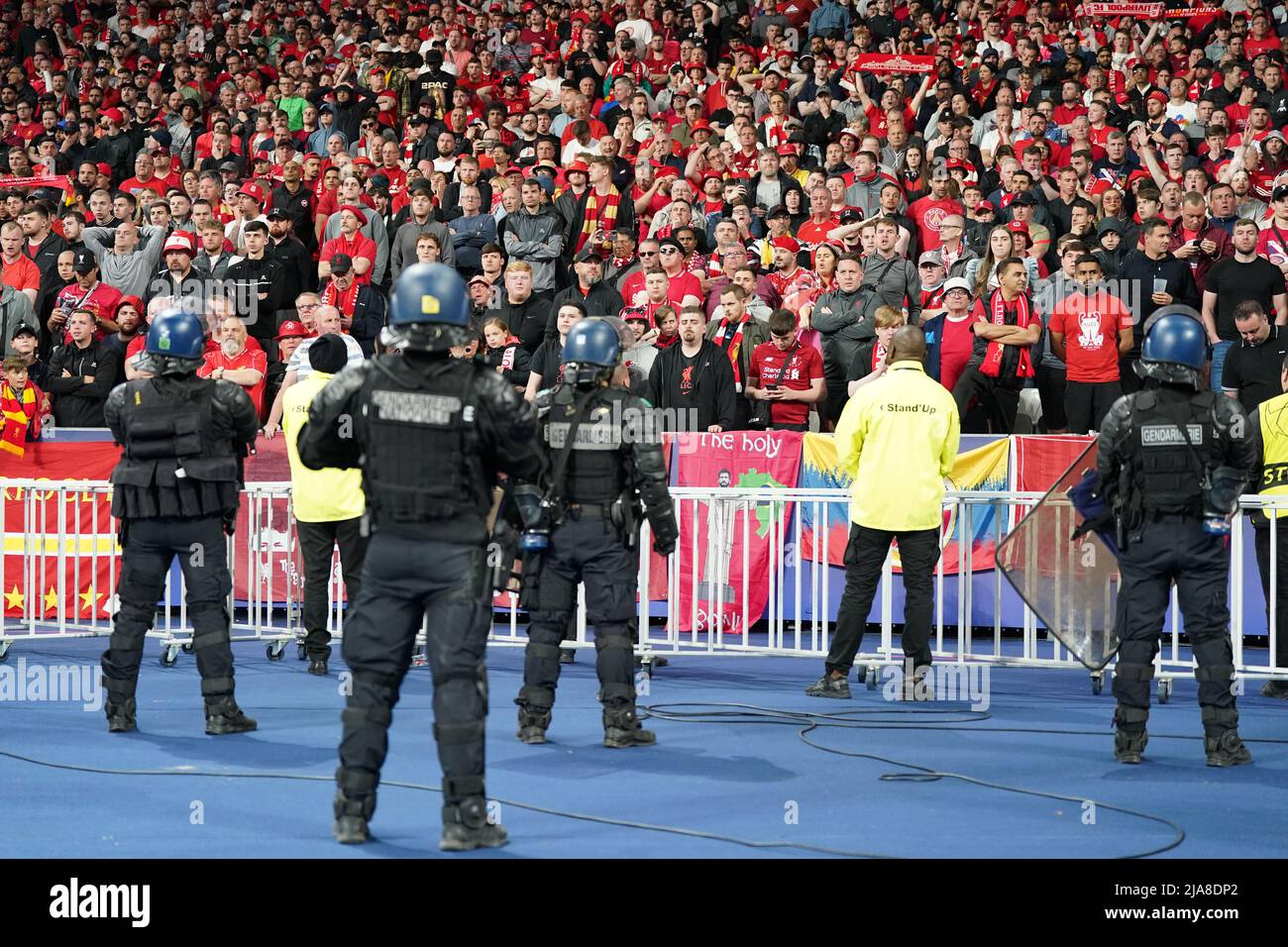 Police watch the crowd during the UEFA Champions League Final at the ...