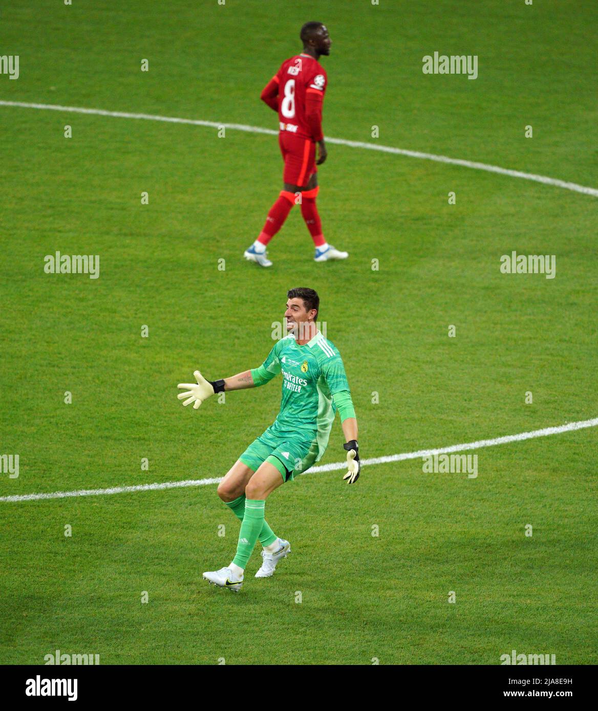 Real Madrid Goalkeeper Thibaut Courtois celebrates victory following ...